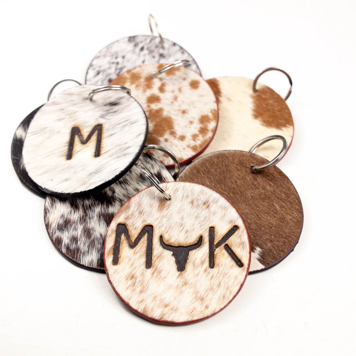 Jumbo Round Shape Cowhide Keychain – Country Allure
